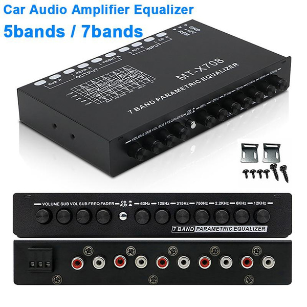 Car Audio Equalizer Amplifier Adjustable Hz EQ Car Amplifier Graphic Equalizer With CD AUX Input ...