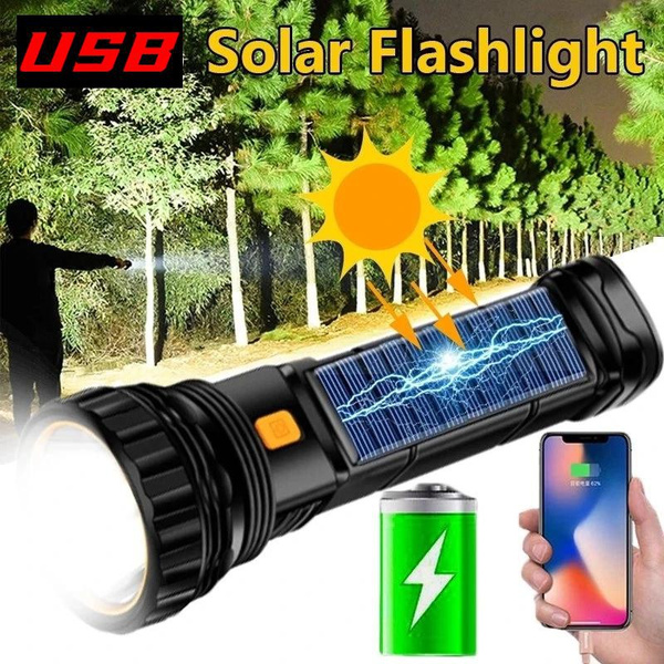 Flash Sale Solar Rechargeable Flashlight Strong Light Highlight ...