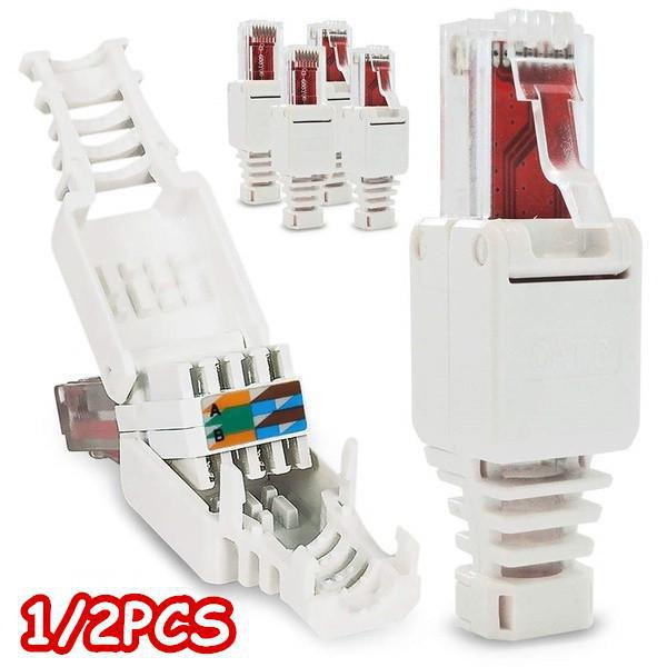 1/2PCS 8P8C No Crimp Connectors Ethernet Cable Tool-less Crystal Head ...