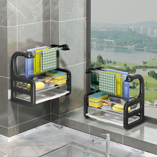 Kitchen Drain Cloth Rack, Wall Mounted, Perforated Free Counter Top ...