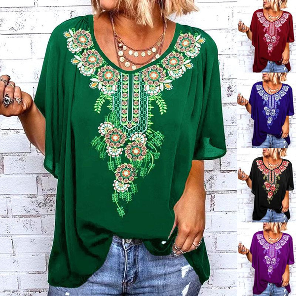 Womens Summer Tops Plus Size Fashion Clothes Casual Short Sleeve Tee