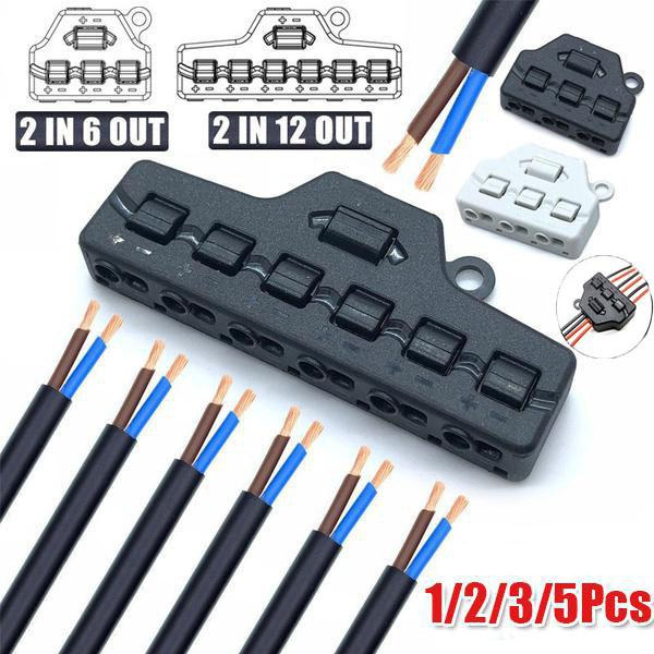 3/6 Ports Push-in Fast Quick Wire Connector Distribution Wiring Cable ...