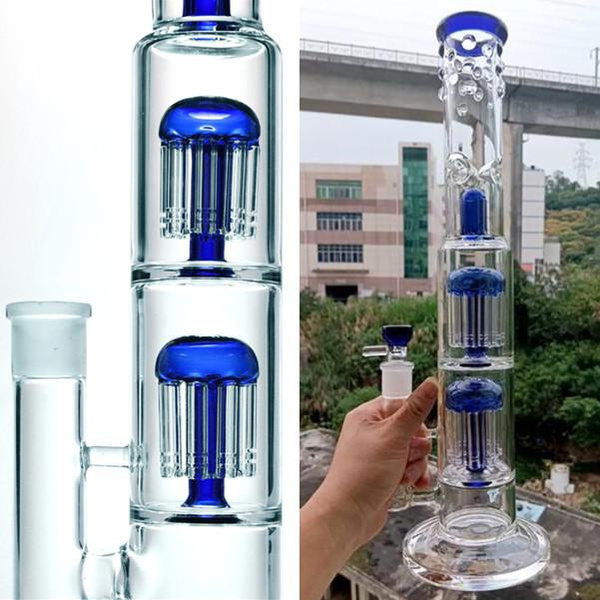 Thick Glass Water Pipes with Double Arm Tree Percolator Recycler Oil ...