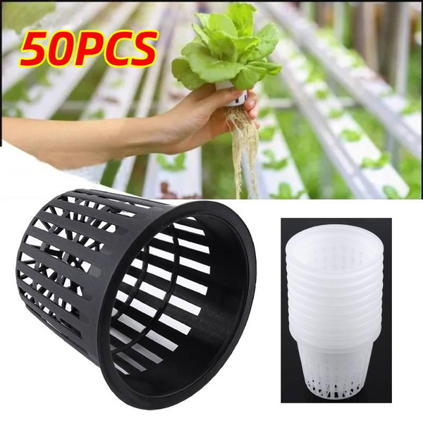 Black/White 10Pcs Heavy Duty Mesh Pot Net Cup Basket Hydroponic Plant ...