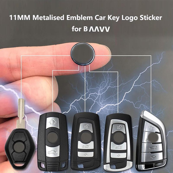 2pcs Car Key Logo Sticker For Remote Fob 11MM Metal Aluminum Round ...