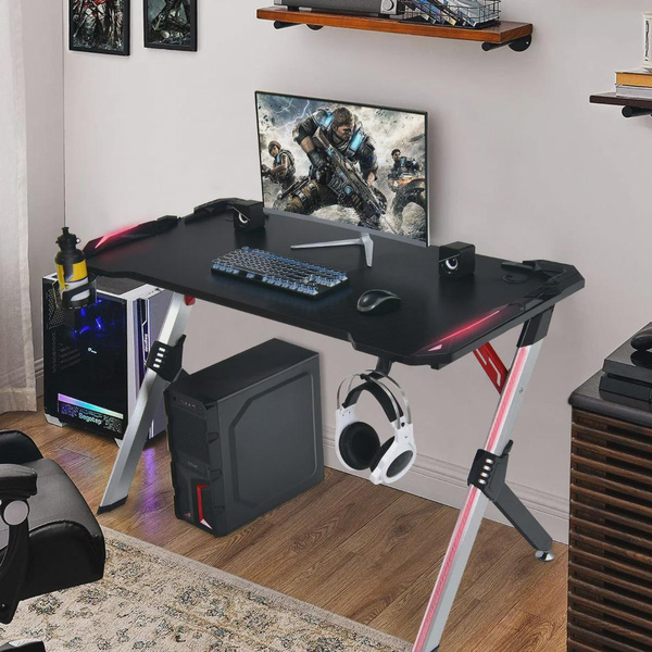 Ergonomic Gaming Desk Video Games 120cm Y-Shaped Computer Table with ...