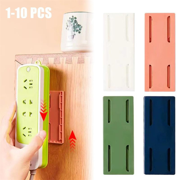 Socket Holder Plug Fixer Wall-Mount Self Adhesive Power Strip Holder ...