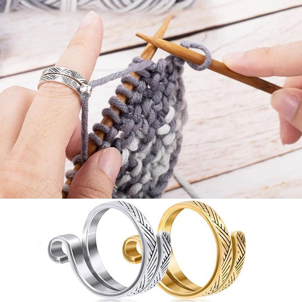 Knitting Loop Adjustable Open Ring Knitted Crochet Ring Crochet Wool Knitting Finger Wear ...