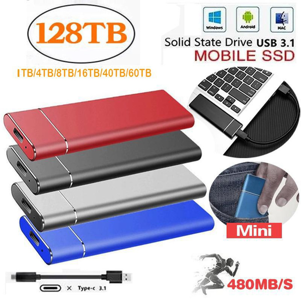 Mini portable 1TB/4TB/8TB/16TB/40TB/60TB/128TB USB 3.1 High Speed Solid ...