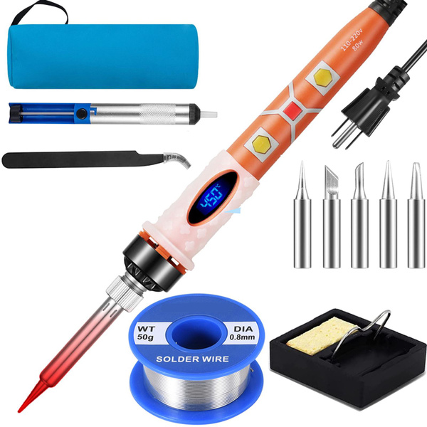 80W Portable Soldering Iron Kit, Upgraded LCD Display Soldering Iron ...