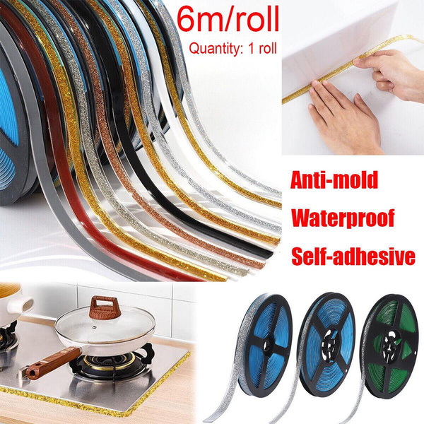 6 M/roll Ceramic Tile Mildewproof Gap Tape Self-adhesive Waterproof ...