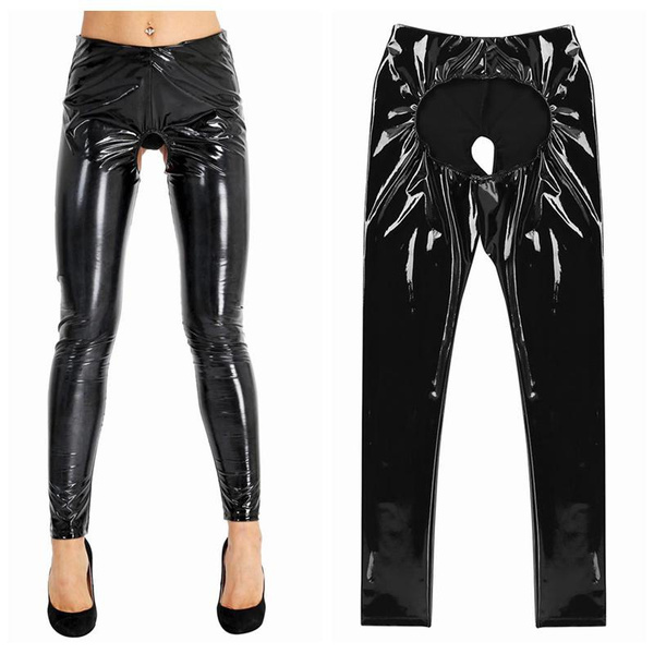 Ladies Shiny Wetlook Patent Leather Skinny Stretchy Legging Pants ...
