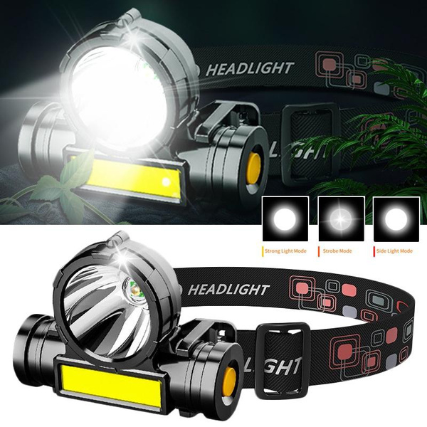 3 Modes Bright Headlamp Outdoor Portable COB Headlight Rechargeable ...