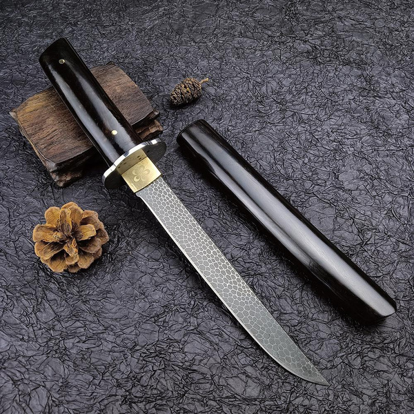 7" 8Cr13Movv Blade Straight Knife for Hunting, Tactical Outdoor Self ...