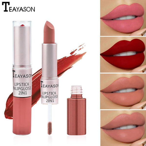 Double Head Non Staining Cup Matte Matte Lip Gloss Two In One Matte Bean Paste Non Fading