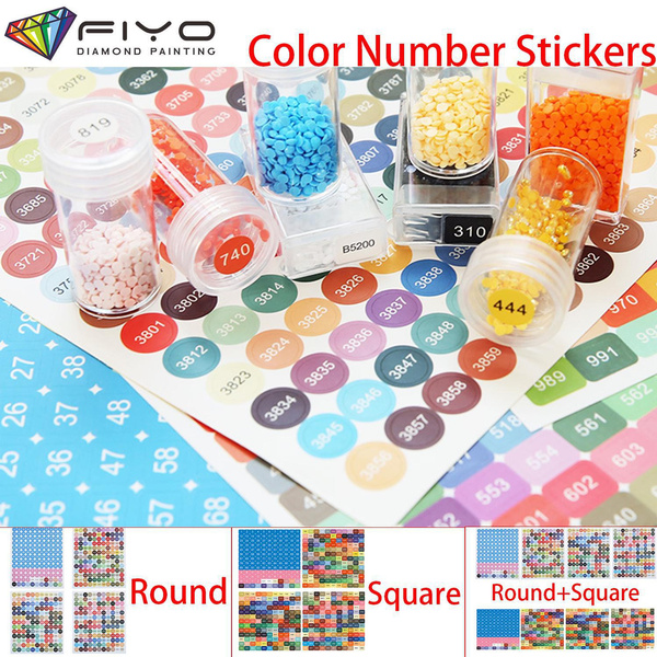 FIYO Color Number Stickers - 447 Diamond Painting Label Stickers Round ...