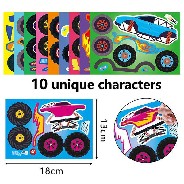 10pcs set Monster Truck Sticker Birthday Party Decoration Children DIY ...