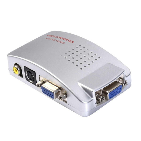 VGA to AV TV RCA Composite Converter Adapter S-video Box for PC Laptop ...