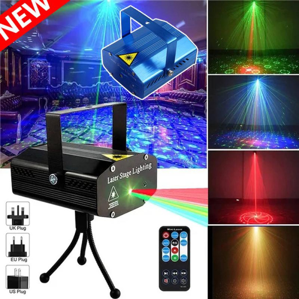 MINI RGB Laser Full Stars DJ Dance Disco Lamp For Bar Family Party Xmas ...