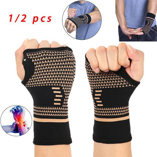 1/2 PCS Copper Wrist Hand Brace Support Fit Carpal Tunnel Splint Strap ...