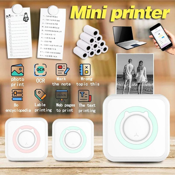 Mini Thermal Printer 200DPI Wireless BT Connected Portable Photo ...