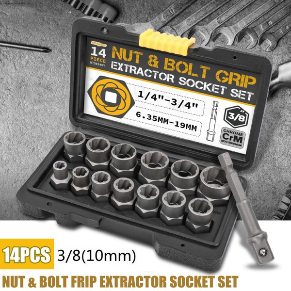 3/8” Drive Impact Bolt Nut Extractor Set, 13 Pcs Lug Nut Remover Kit 1/ ...