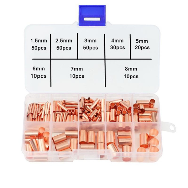 230PCS Copper connecting pipe wire joint small copper tube intermediate ...