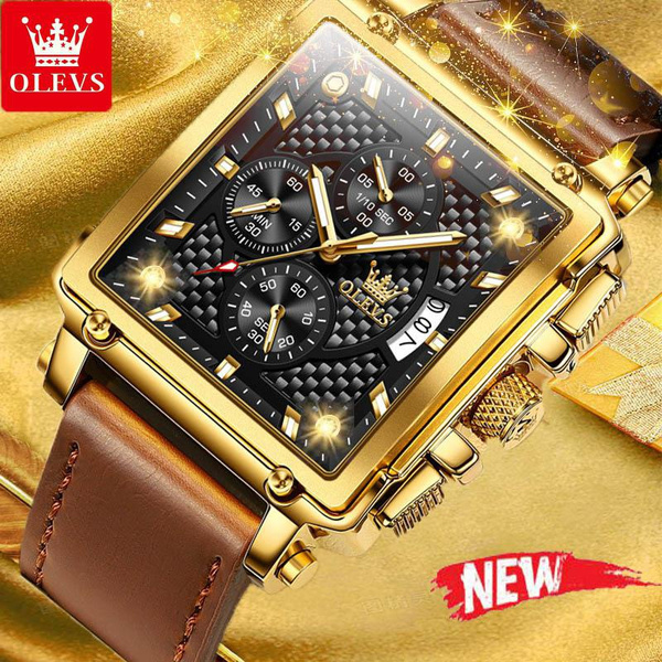 OLEVS Men Watch Luxury Reloj Hombre Waterproof Quartz Square ...