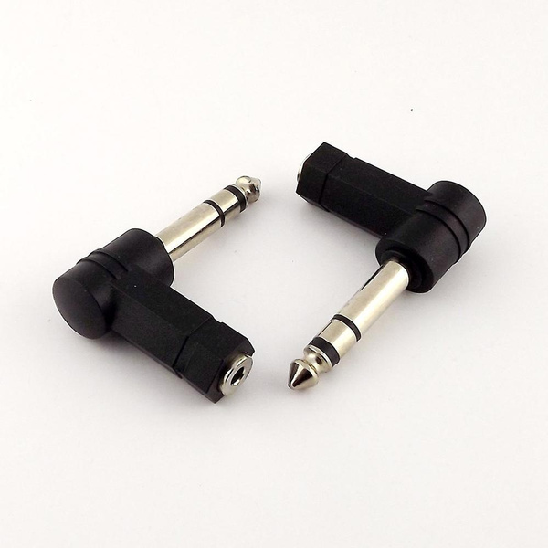 2PCS 6.35mm Male to 3.5mm Female Plug right Angle Stereo Audio Adapter ...