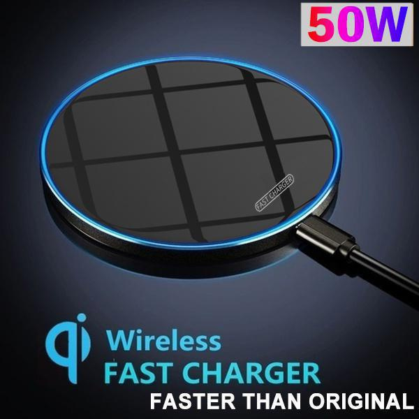 50W Qi Wireless Charger Fast Charging Pad for All Qi Standard iPhone Samsung Huawei Xiaomi ...