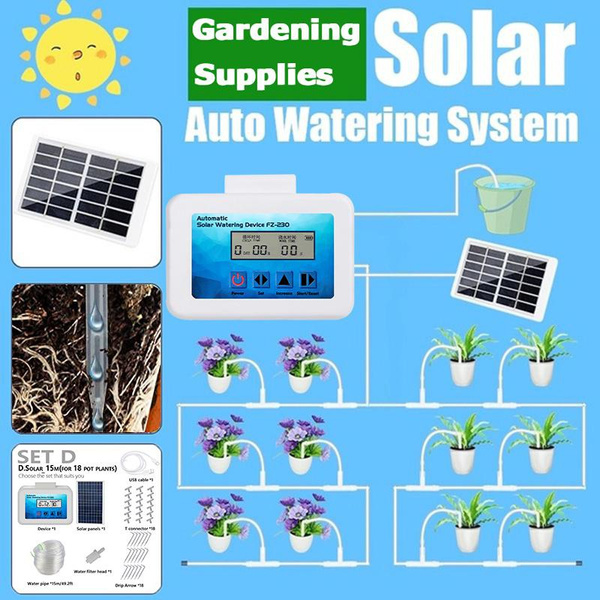 Solar Garden Automatic Watering Device Drip Up to 18 Potted Plants ...