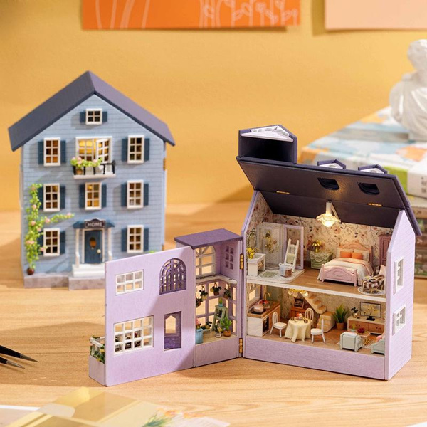 Wooden Handmade Multi-level Dollhouse That Can Be Opened and Closed | Wish Wooden Handmade Multi-level Dollhouse That Can Be Opened and Closed | Wish