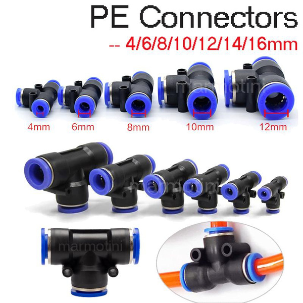 PE Air Connectors 4/6/8/10/12/14/16MM Pneumatic Fitting Quick Connect ...