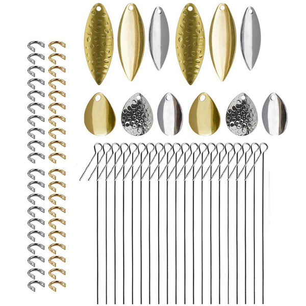72PCS Fishing spinner blades Spin clevises inline steel wire Fishing ...