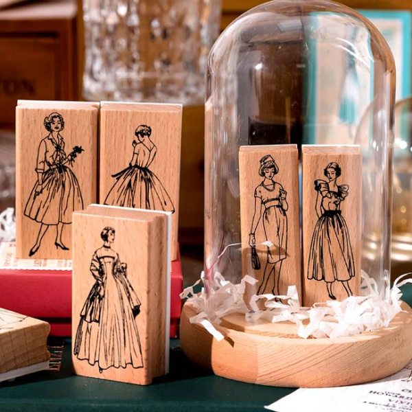 Vintage Characters Lady Decoration Stamp Wooden Rubber Stamps For Card ...