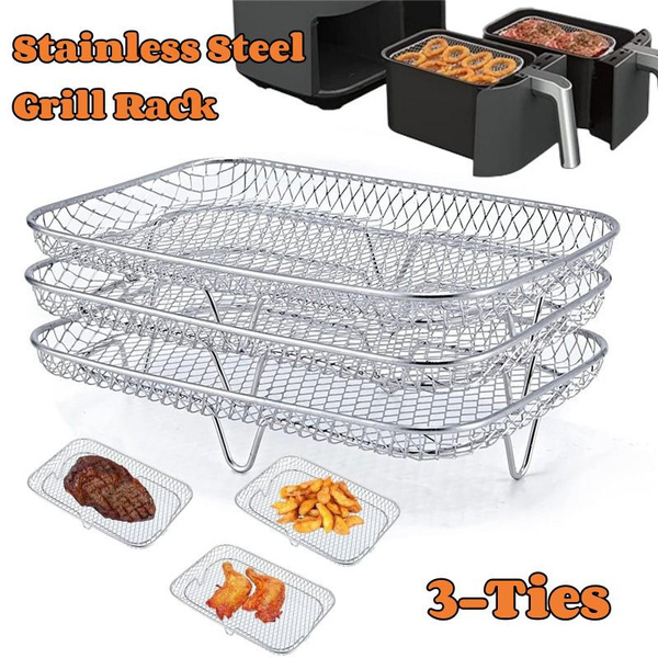 Rectangular 3-T1er Air Fryer Grill Stainless Steel Airfryer Tools ...