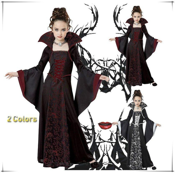 Halloween Costume for Kids Girls Flared Sleeves Royal Vampire Costume ...