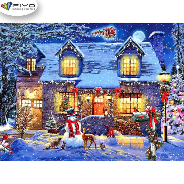 FIYO Snowman Christmas Diamond Painting Kits For Adults DIY 5D Diamond ...