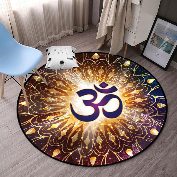 Om Aum symbol of hindu deity god shiva Round Carpet Chair Kids Rug Non ...