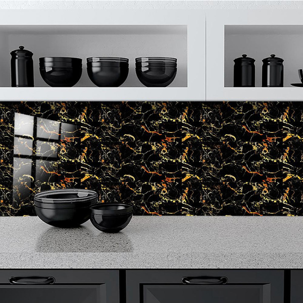 10PC Marble Kitchen Stick on Wall Tile Sticker Self Adhesive Waterproof ...