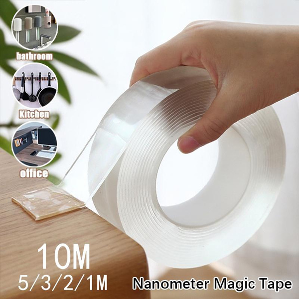 1/2/3/5/10M Transparent Velcro Nano Tape Washable and Reusable Double-sided Adhesive Adhesive ...