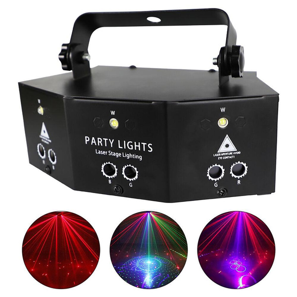 9-eye LED RGB Stage Light Laser Beam Disco Party KTV Projector Remote ...