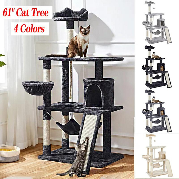 4 Colors,SMILE MART 61" Cat Tree with Condo and Scratching Post Tower ...