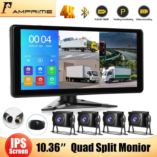 AMPRIME New 10.36 Inch 4 Channel Split Screen Truck Bus Bluetooth MP5 ...