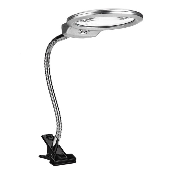 Desk Clip Magnifier, LED Magnifying Lamp Rechargeable with Metal Clamp ...