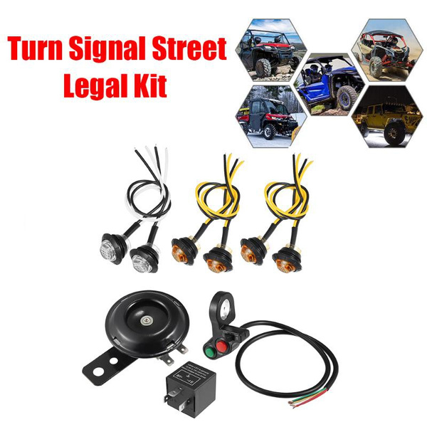 Motorcycle UTV ATV LED Turn Signal Street Legal Kit Horn Relay Handle ...
