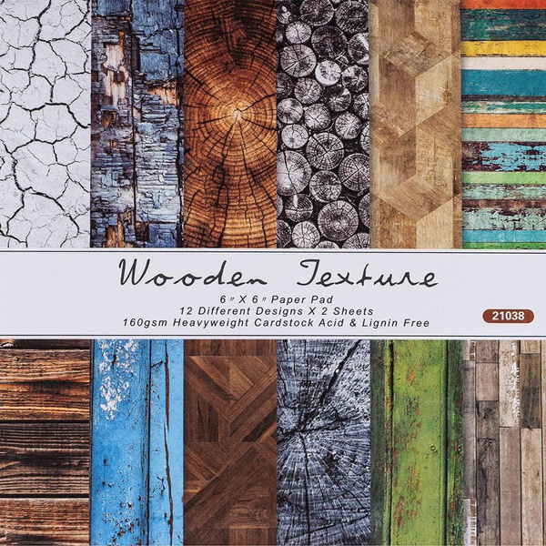 24 Sheets Wood Grain Design Scrapbook Paper Single-Sided 6"x6 ...