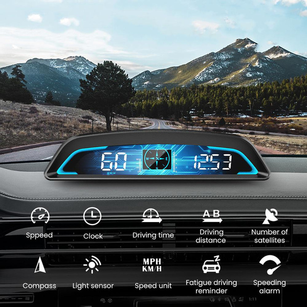 Car HUD Speedometer Head Up Display LCD Digital Reminder Alarm Car ...