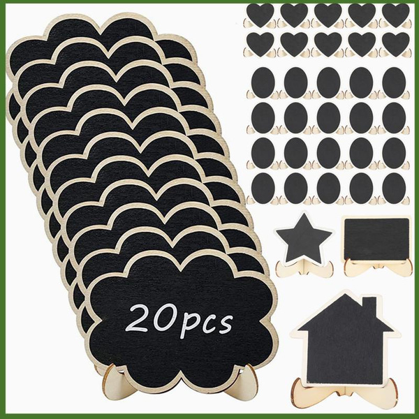 Greensen 20PCS Wood Mini Chalkboard Signs,Place Card Reusable ...