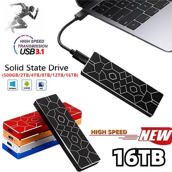 Mini USB3.1 Type-c External SSD Metal Portable Solid State Drive Hard ...